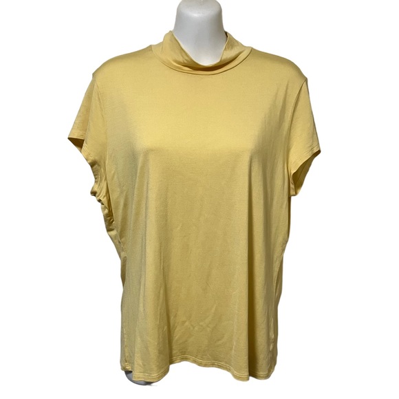 Magaschoni | Tops | Magaschoni Yellow Silk Blend Mock Neck Blouse ...